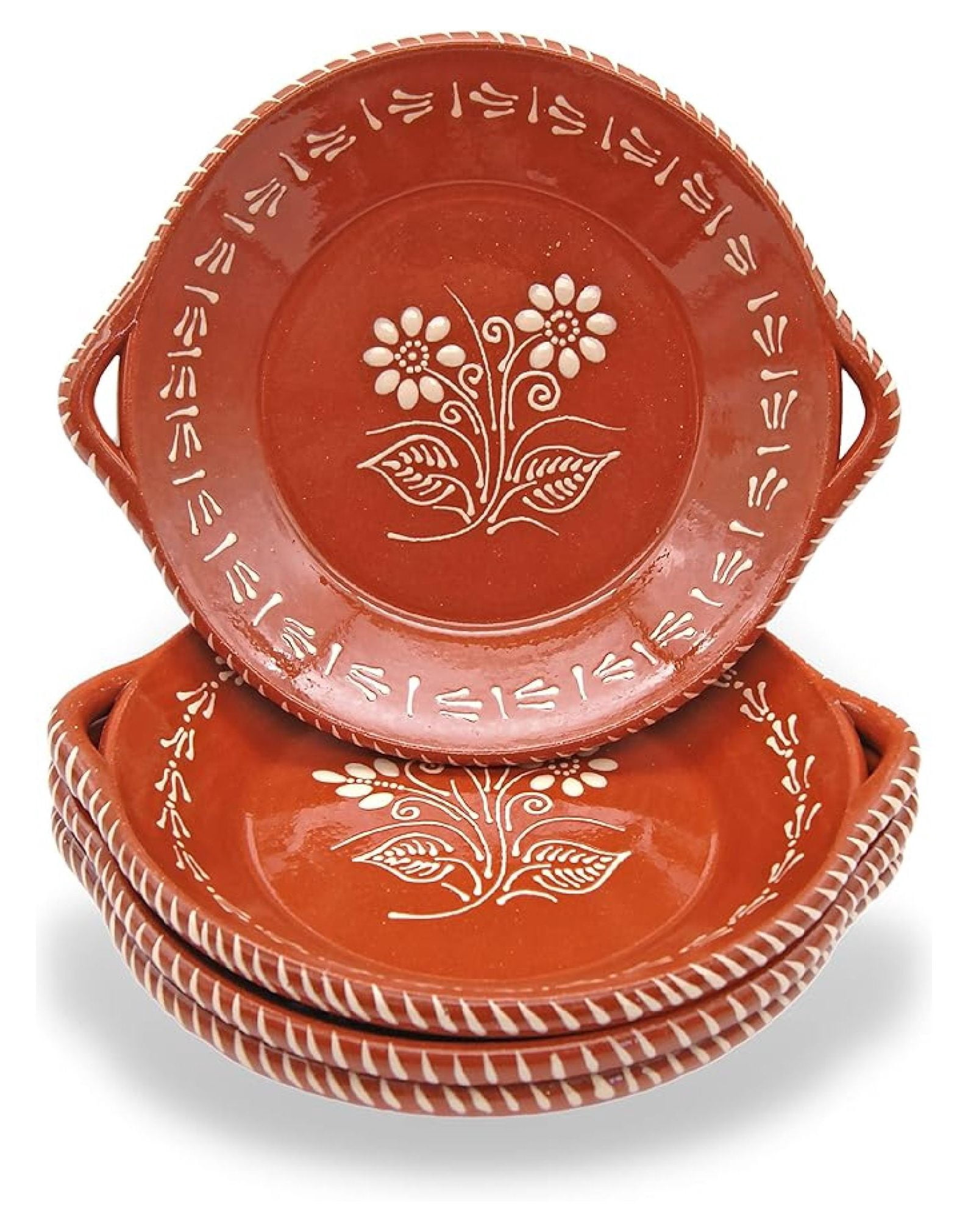 Portuguese Pottery Terracotta Clay Skillet Dinner Plate - Set of 4 Made ...