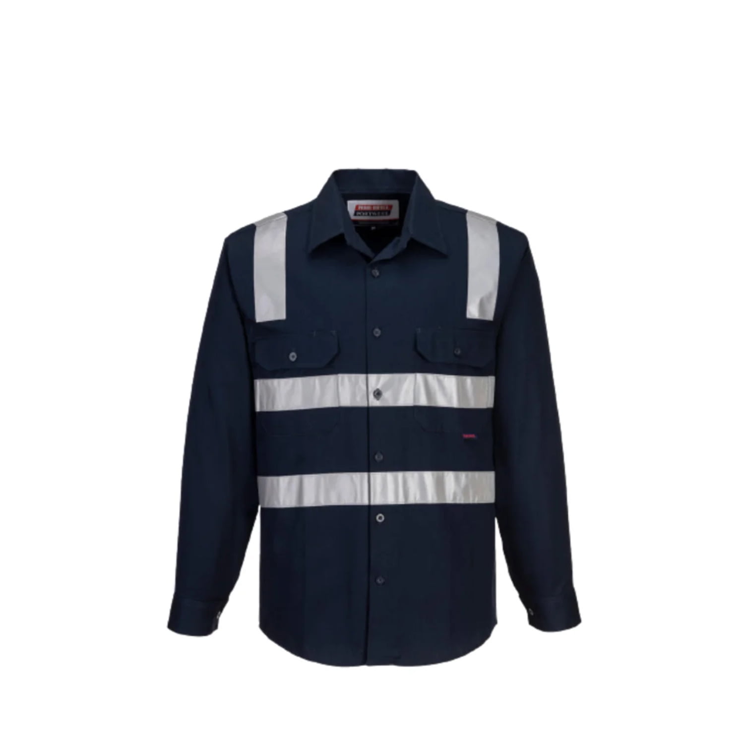 Portwest Brisbane Shirt, Long Sleeve, Regular Weight Reflective Safety ...