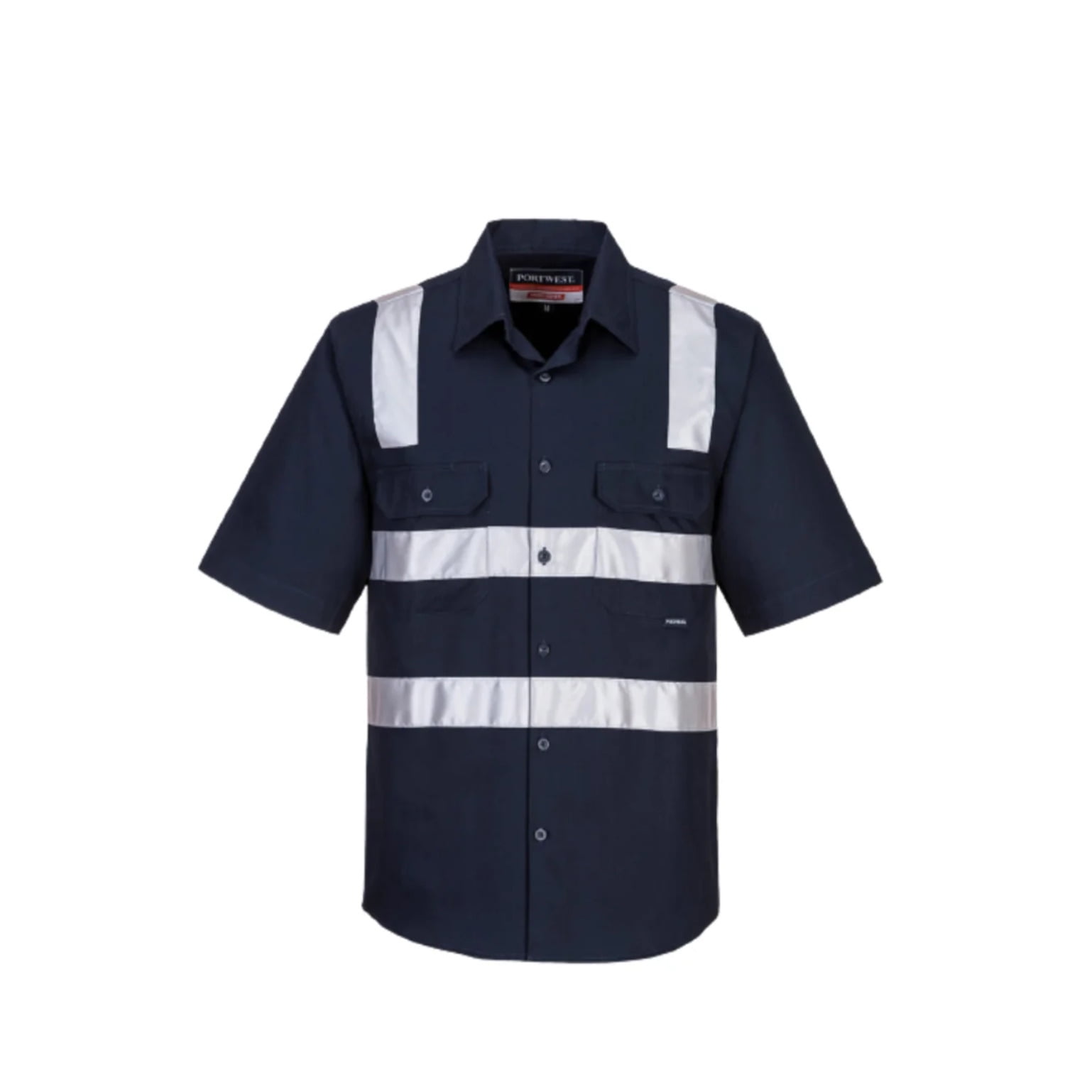 Portwest Brisbane Shirt, Short Sleeve, Regular Weight Reflective Work ...