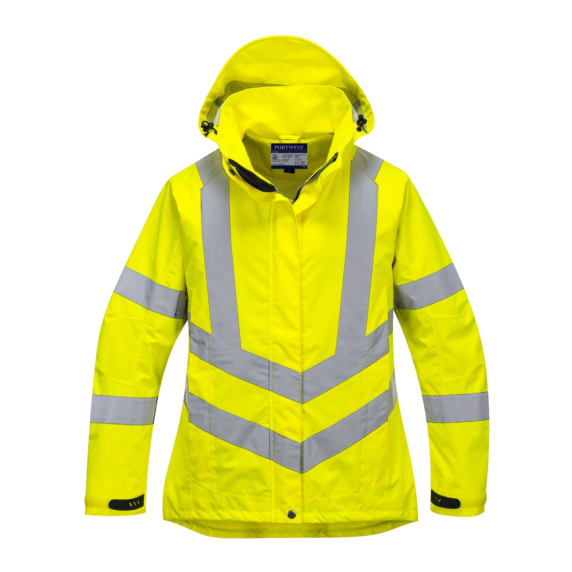 Portwest LW70 Women's Hi Vis Reflective Waterproof Rain Jacket Yellow ...