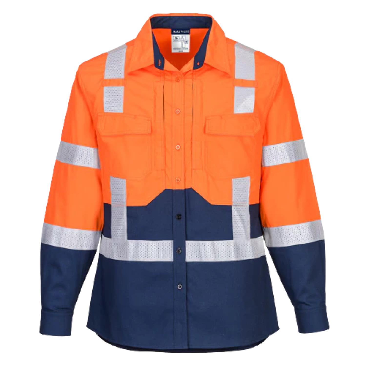 Portwest Ladies Hi-Vis Stretch Long Sleeve Shirt 2 Tone Reflective ...