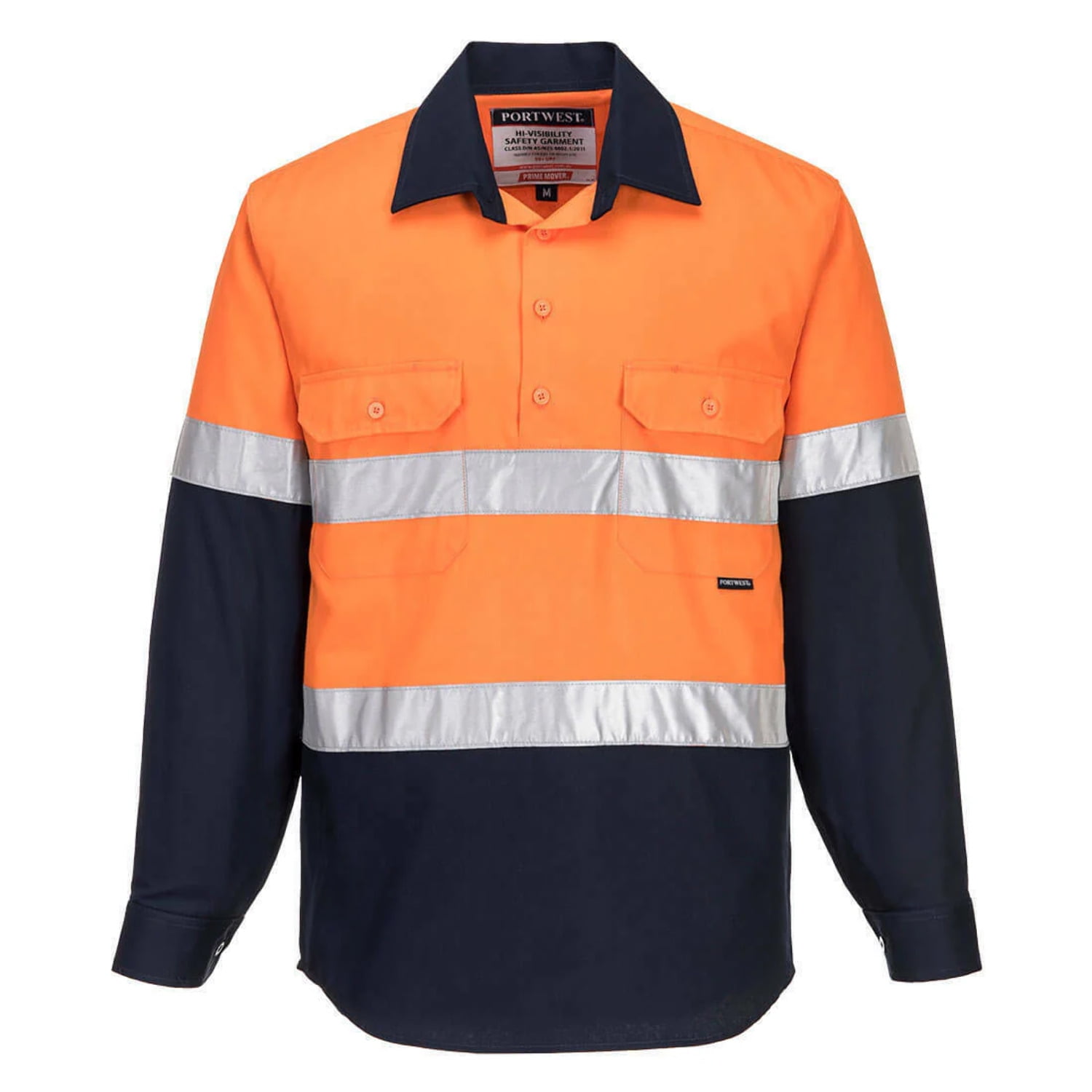 Portwest Mens Prime Mover Hi-Vis Work Shirt Long Sleeve Closed Front ...