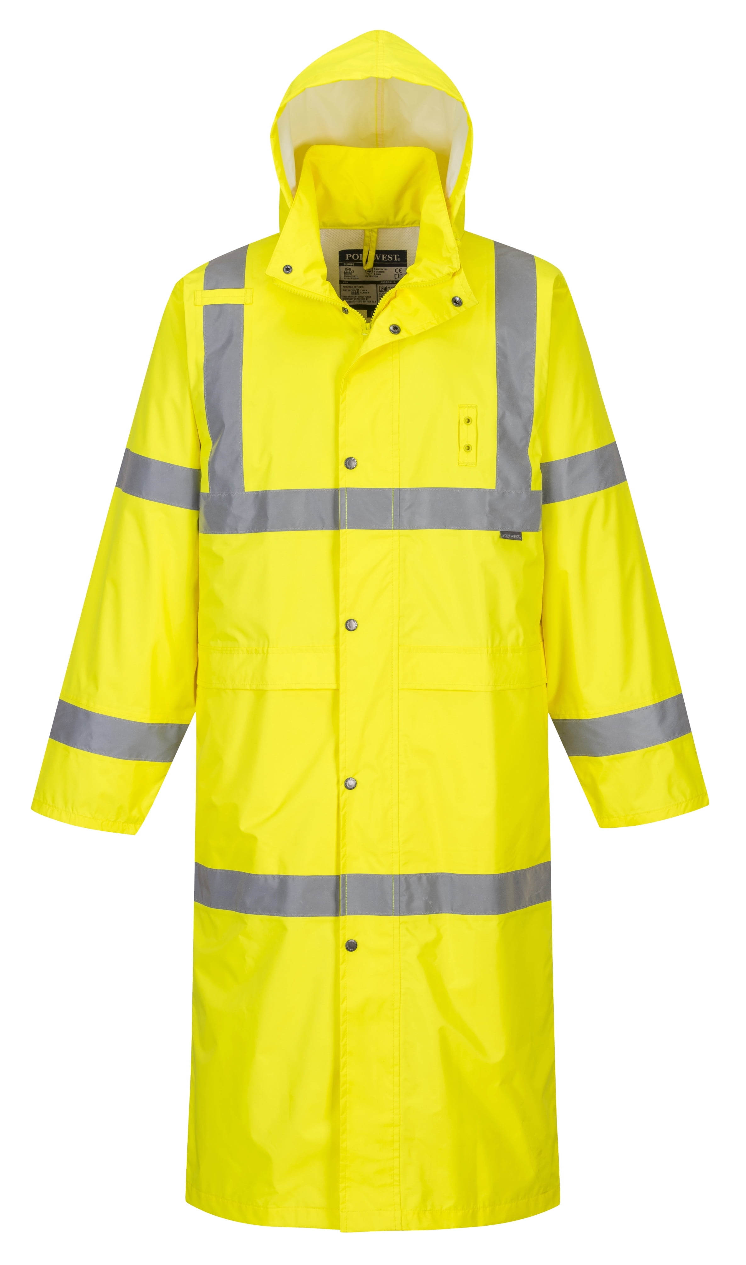 Portwest UH445 Men's Classic Raincoat Waterproof Hi Vis Reflective Long ...