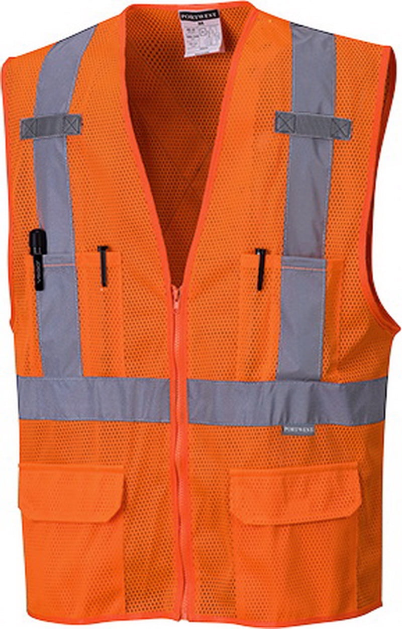 Portwest US370 Atlanta X Back Lightweight Hi-Vis Vest Orange, Large ...