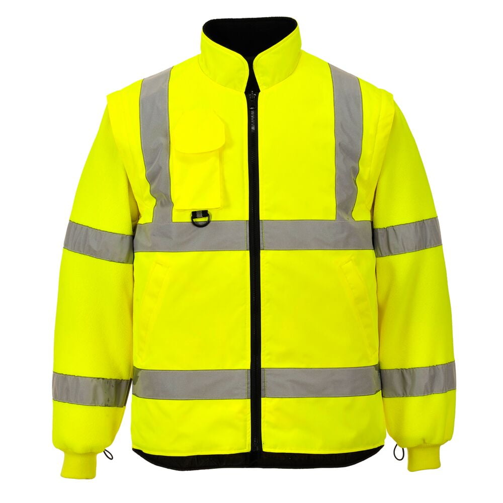 Portwest US427 Hi Vis Waterproof 7-in-1 Safety Traffic Jacket Yellow ...