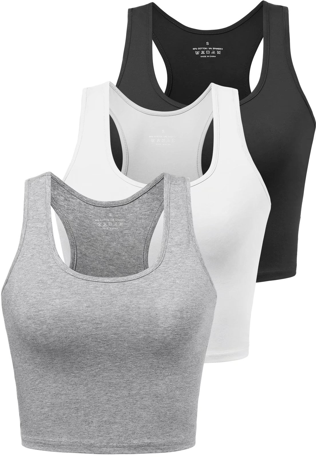 Porvike Crop Tops for Women Workout Tanks Racerback Cropped Yoga Shirts ...