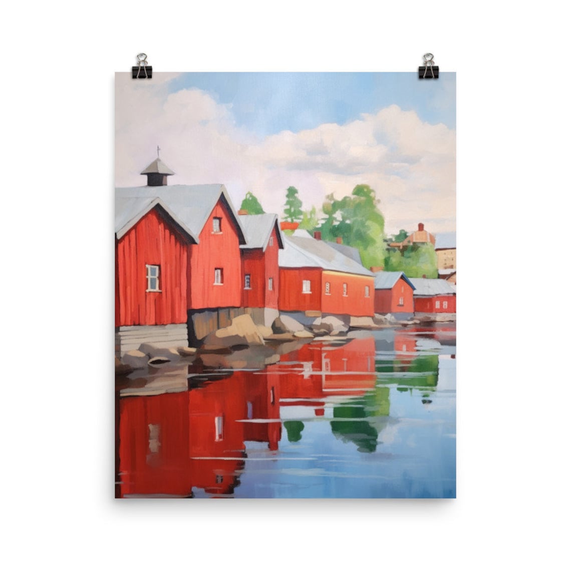 Porvoo Finland Print, Red Houses Wall Art, Scandinavian Cityscape ...