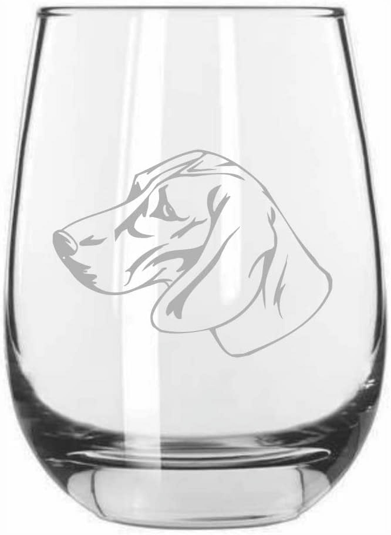 Posavac Hound Dog Themed Etched 15.25oz Libbey Stemless Wine Glass ...