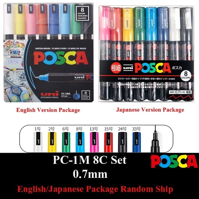 Posca Acrylic Paint Marker Pen, PC-5M/3M/1M/8K/17K 7/8/15/24/29/48 ...