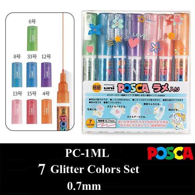 Posca Acrylic Paint Marker Pen, PC-5M/3M/1M/8K/17K 7/8/15/24/29/48 ...