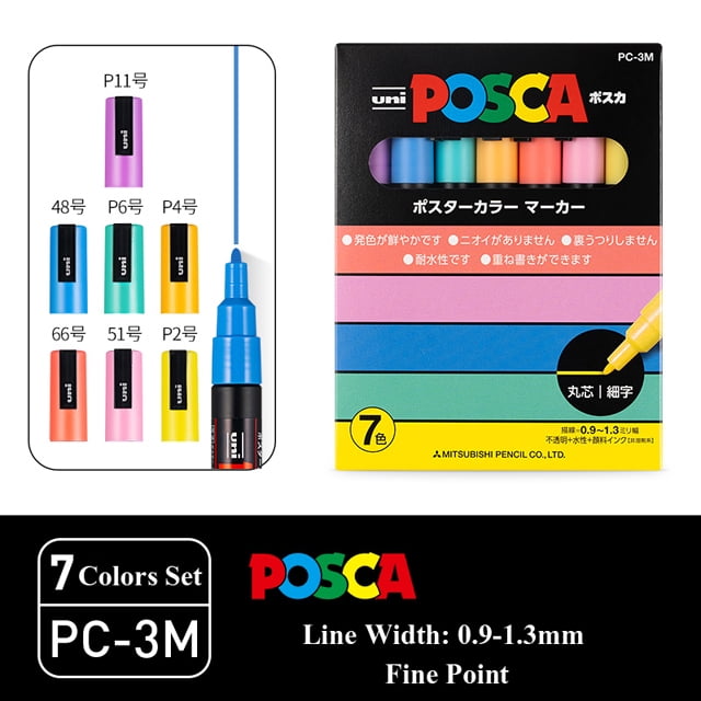 Posca Paint Marker Pen Set PC-1M 3M 5M 8K 17K 7/8/15/16/24/29/48 Colors ...