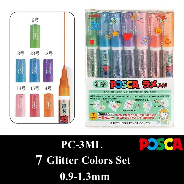 Posca Acrylic Paint Marker Pen, PC-5M/3M/1M/8K/17K 7/8/15/24/29/48 ...