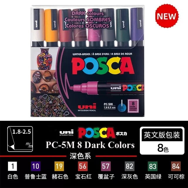 Posca Acrylic Paint Marker Pen, PC-5M/3M/1M/8K/17K 7/8/15/24/29/48 ...