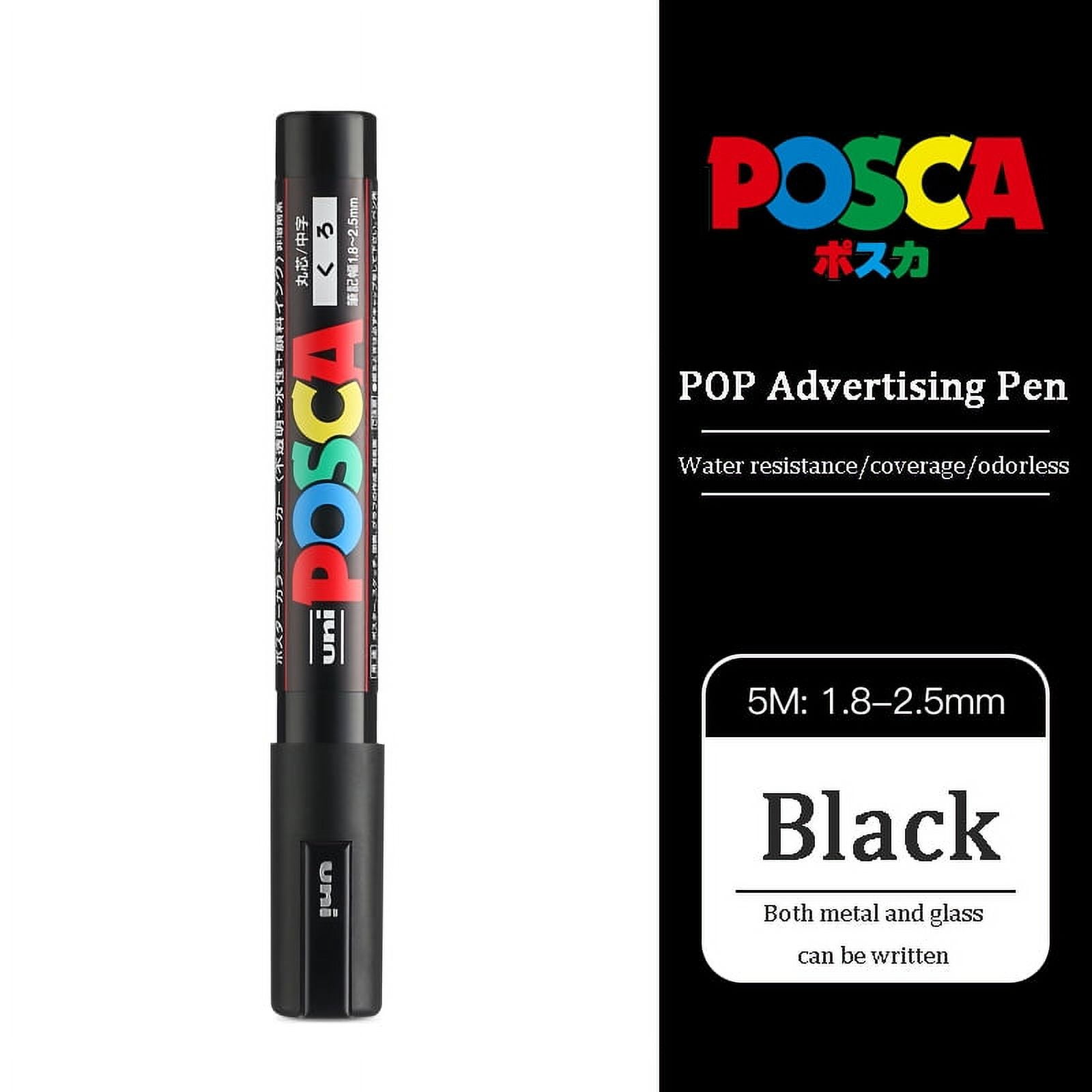 Posca Markers with Reversible Tips, MITSUBISHI 5M Medium Acrylic Paint ...