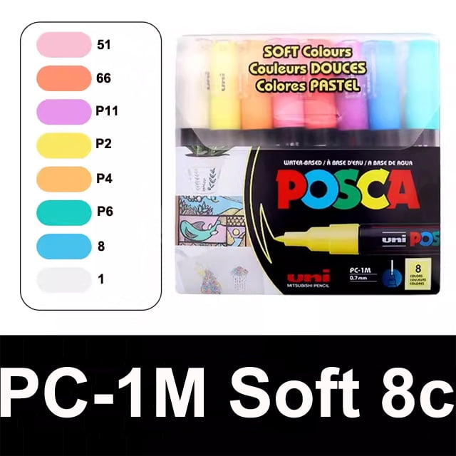 Posca Paint Marker Pen Set PC-1M 3M 5M 8K 17K 7/8/15/16/24/29/48 Colors ...