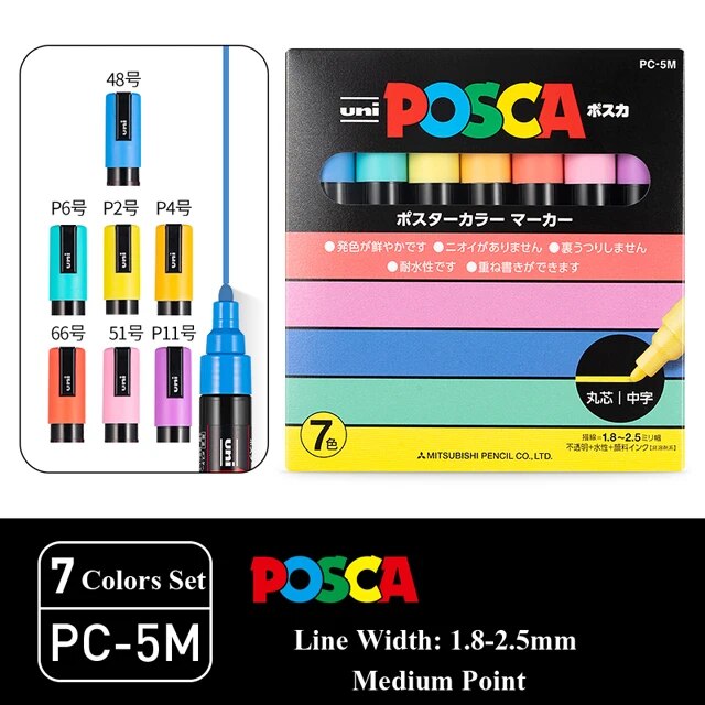 Posca Paint Marker Pen Set, PC-1M 3M 5M 8K 17K 7/8/15/16/24/29/48 ...
