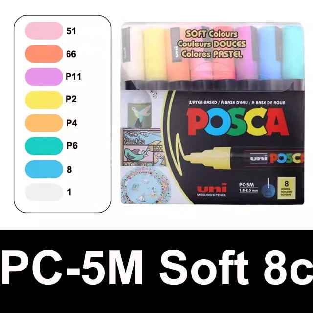 Posca Paint Marker Pen Set PC-1M 3M 5M 8K 17K 7/8/15/16/24/29/48 Colors ...