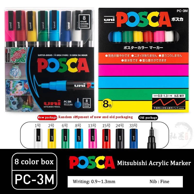 Posca Paint Marker Pens Set PC-1M PC-3M PC-5M 7/8/15 Color White ...