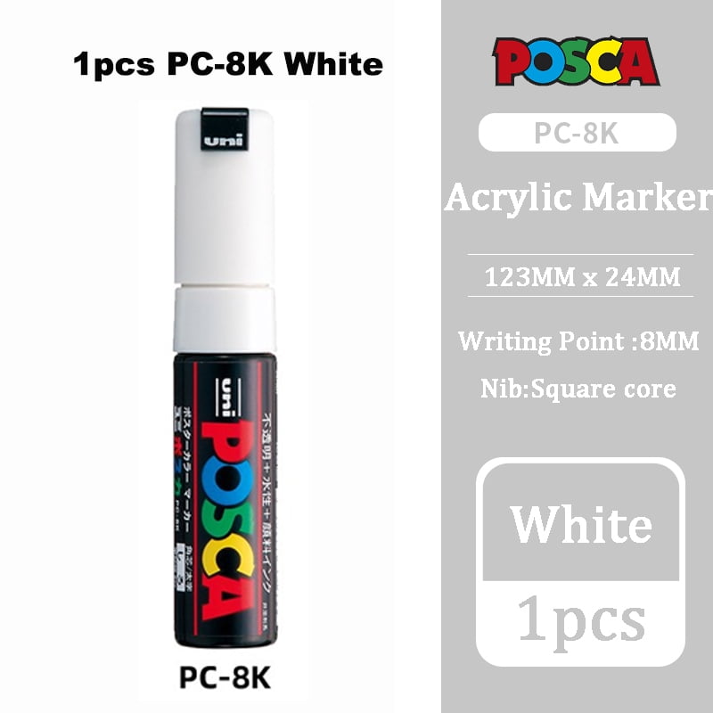 Posca White Marker Brush, Permanent Waterproof Non-fading High Gloss ...