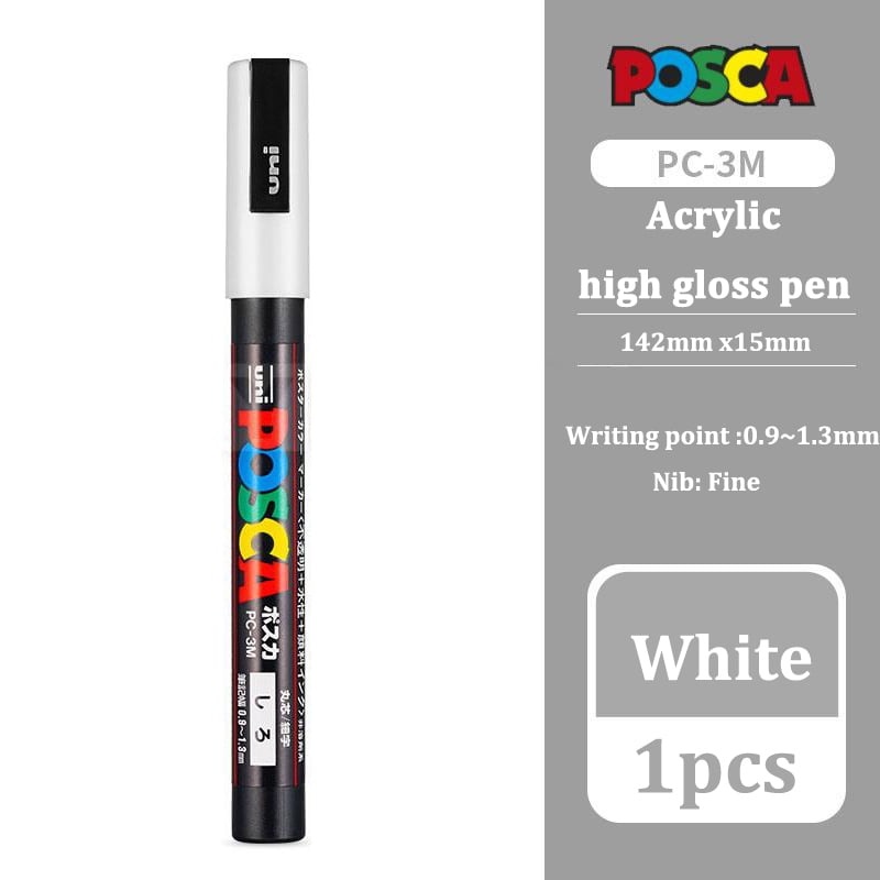 Posca White Markers,Acrylic Waterproof permanente Paint Pen PC-1M 3M 5M ...