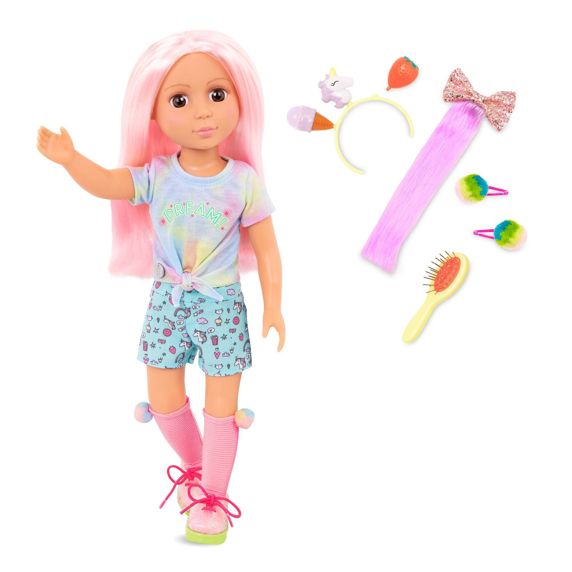 Poseable Doll with Colored Hair & Accessories - Nixie - Walmart.com