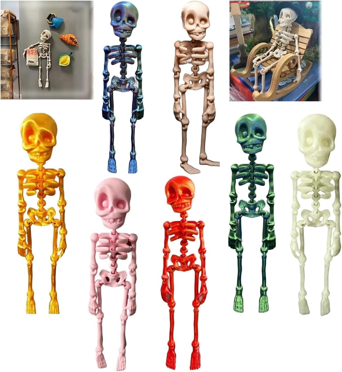 Poseable Skeleton Fridge Magnet,3D Mini Skeletons with Movable Joints ...
