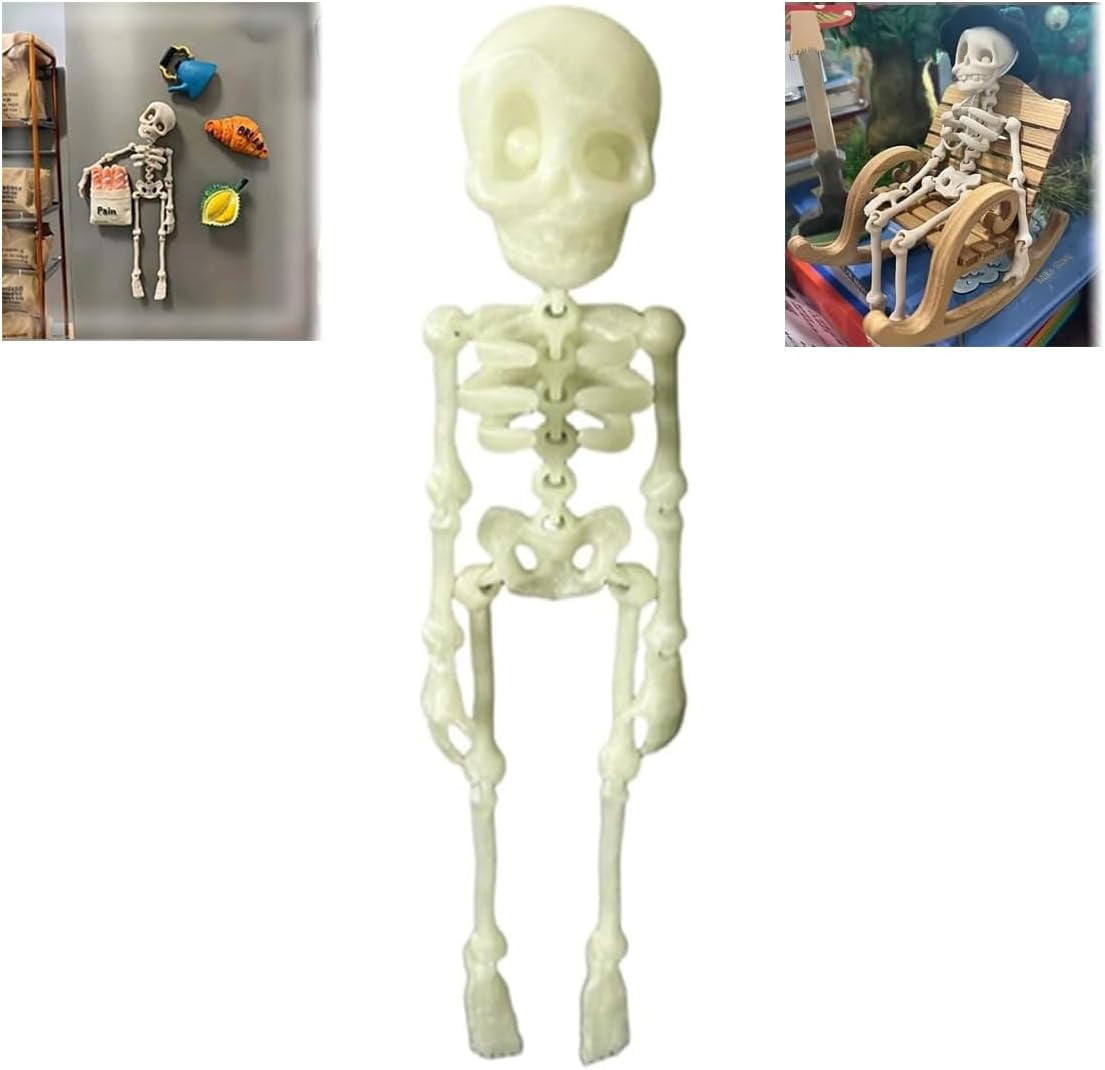 Poseable Skeleton Fridge Magnet,3D Mini Skeletons with Movable Joints Fridge Magnets,Halloween ...