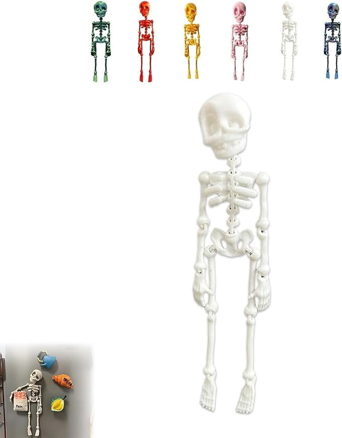Poseable Skeleton Fridge Magnet, 3D Printed Funny Goth Skeleton Fridge ...