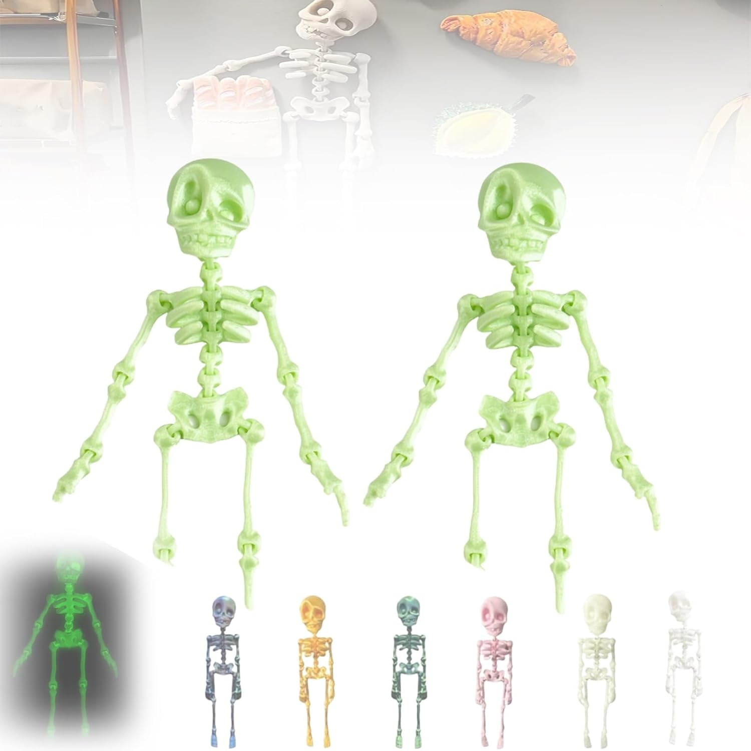 Poseable Skeleton Fridge Magnet, 3D Printed Funny Goth Skeleton Fridge ...