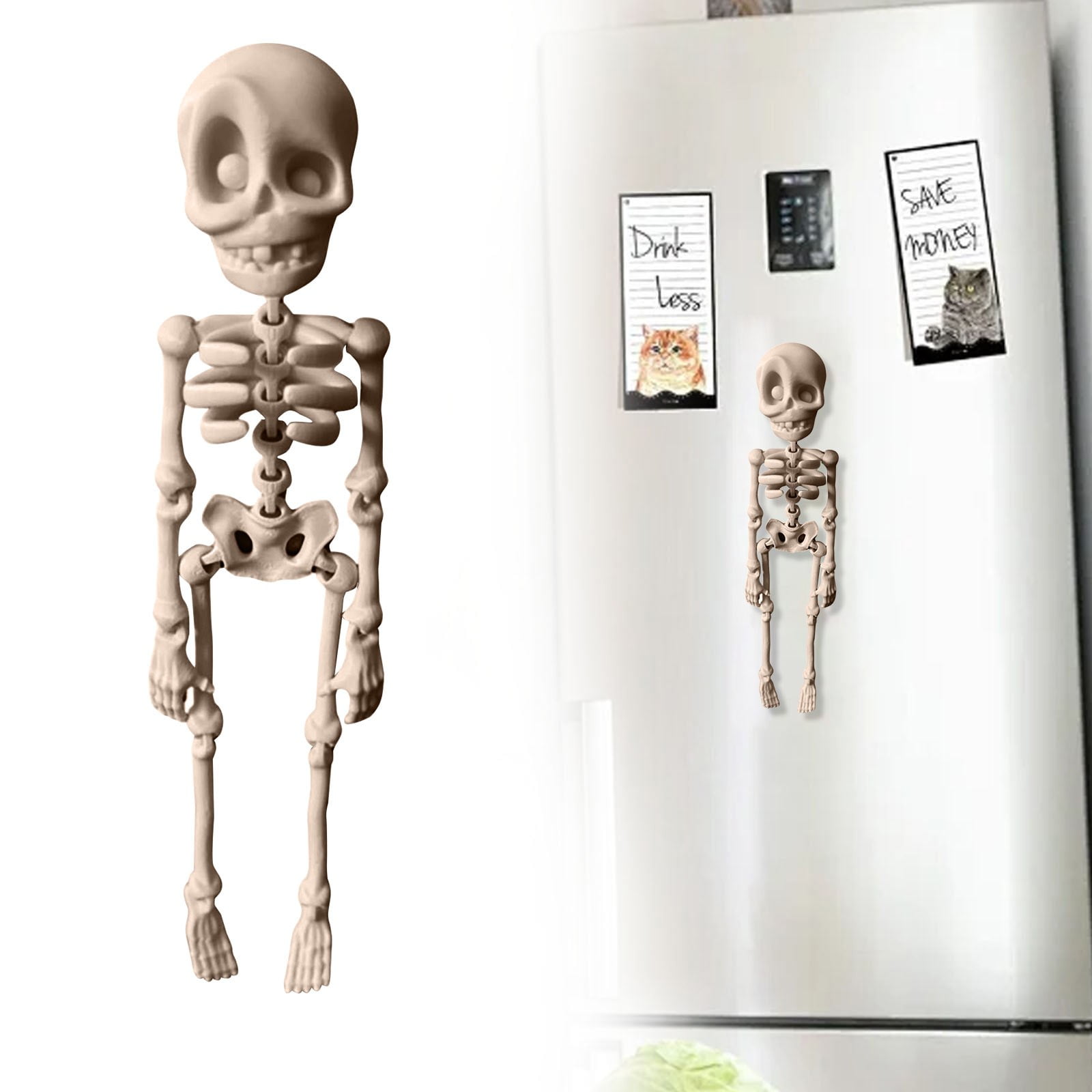 Poseable Skeleton Fridge Magnet 7.8in Movable Joints 3D Printed Skull ...