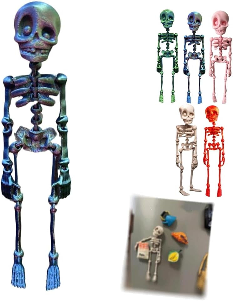 Poseable Skeleton Fridge Magnet, Halloween Decorations 3D Printed ...