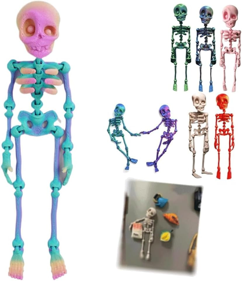 Poseable Skeleton Fridge Magnet, Halloween Decorations 3D Printed ...