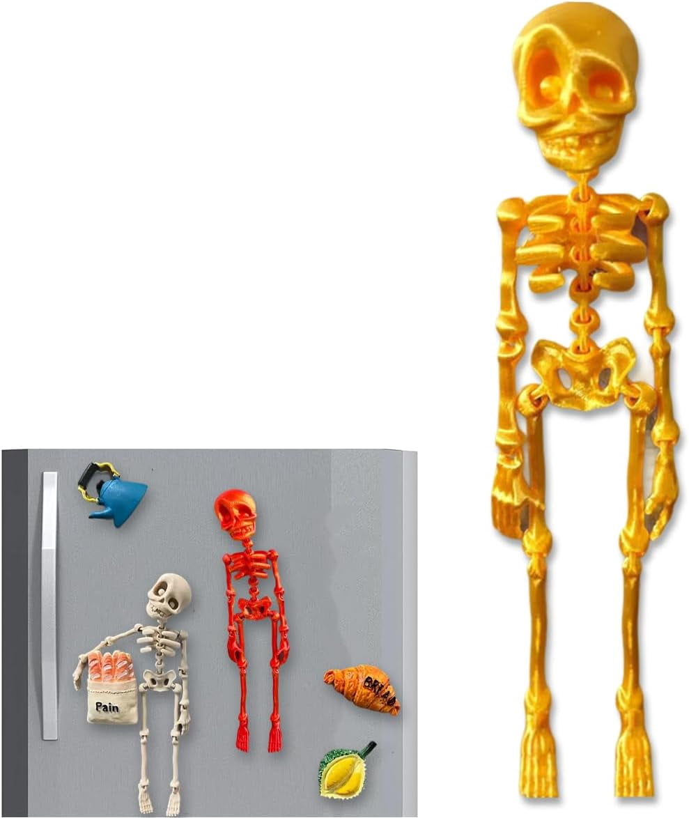 Poseable Skeleton Fridge Magnet, Halloween Decorations, 3D Printed ...