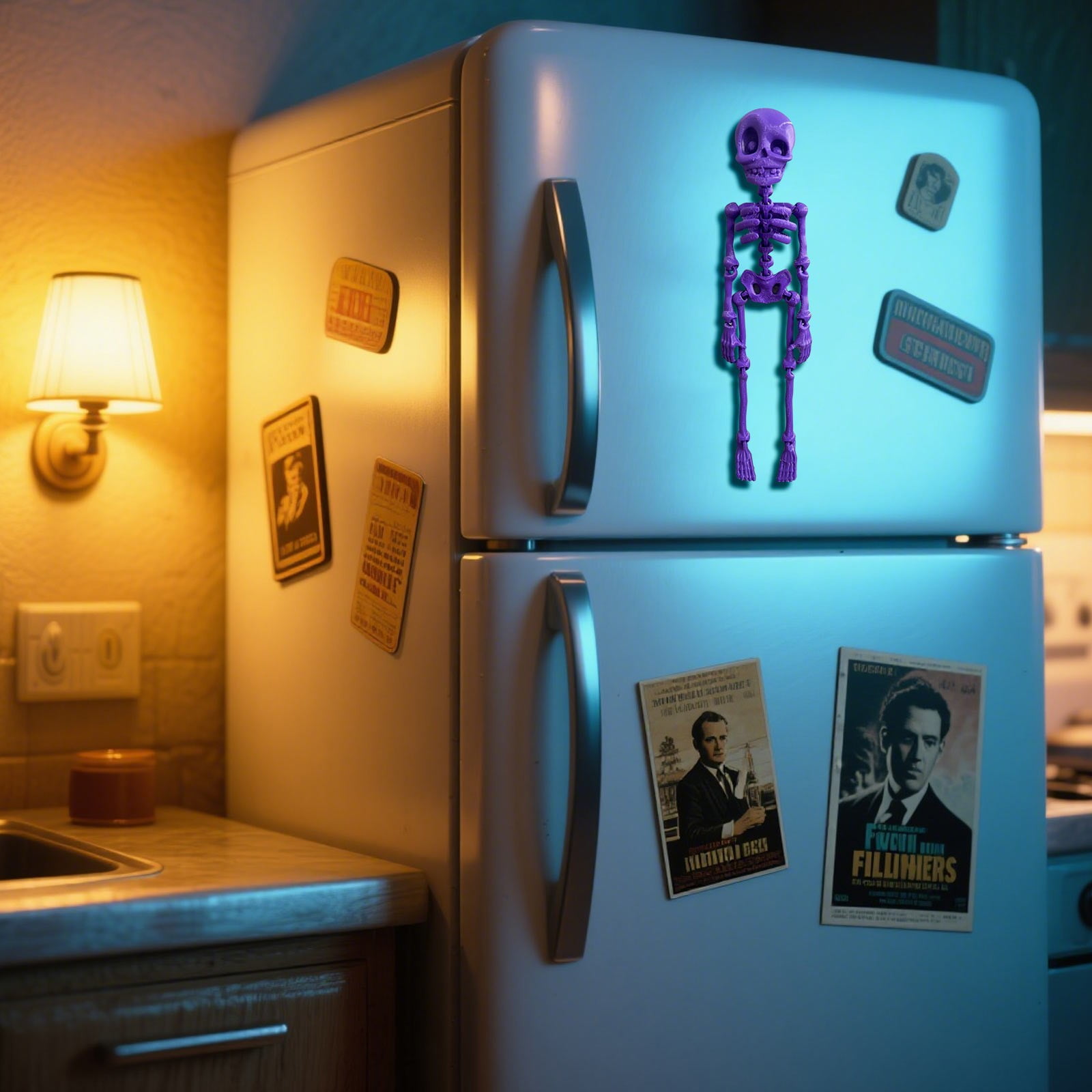 Poseable Skeleton Fridge Magnets,Halloween 3D Printed Articulated Skull ...