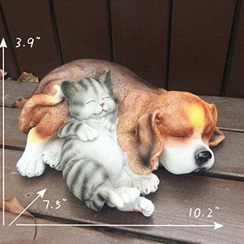 Posee Resin Outdoor Animal Decoration Sleeping Lazy Cat Dog Garden ...