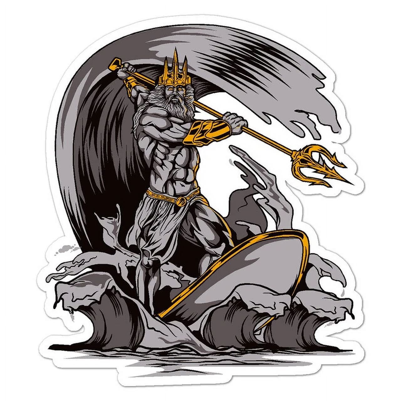 Poseidon God Trident Sticker Indoor Outdoor Phone Decal Water Bottle ...