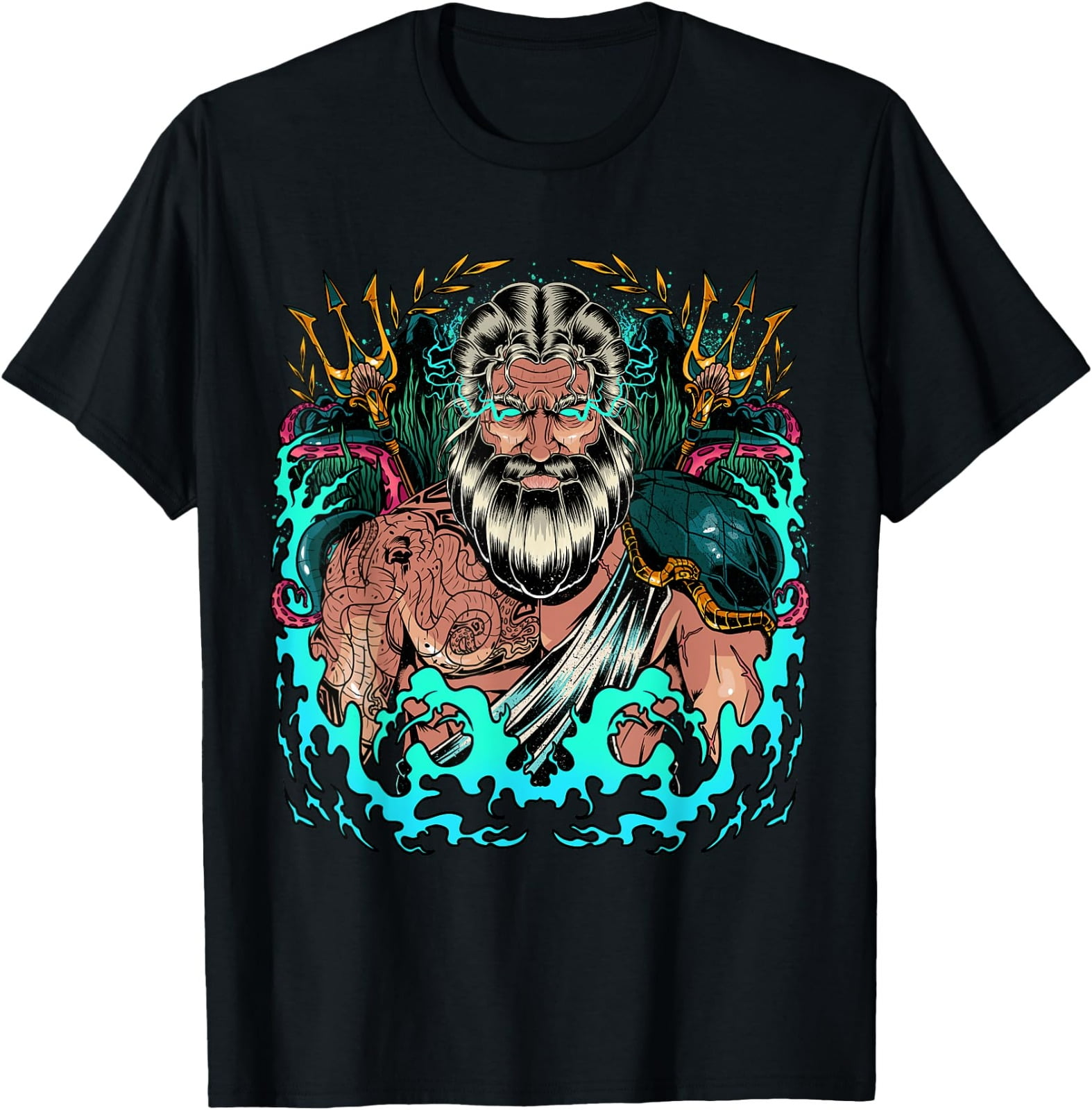 Poseidon Greek Mythology Shirt Merman Trident Greek God T-Shirt Gift S ...