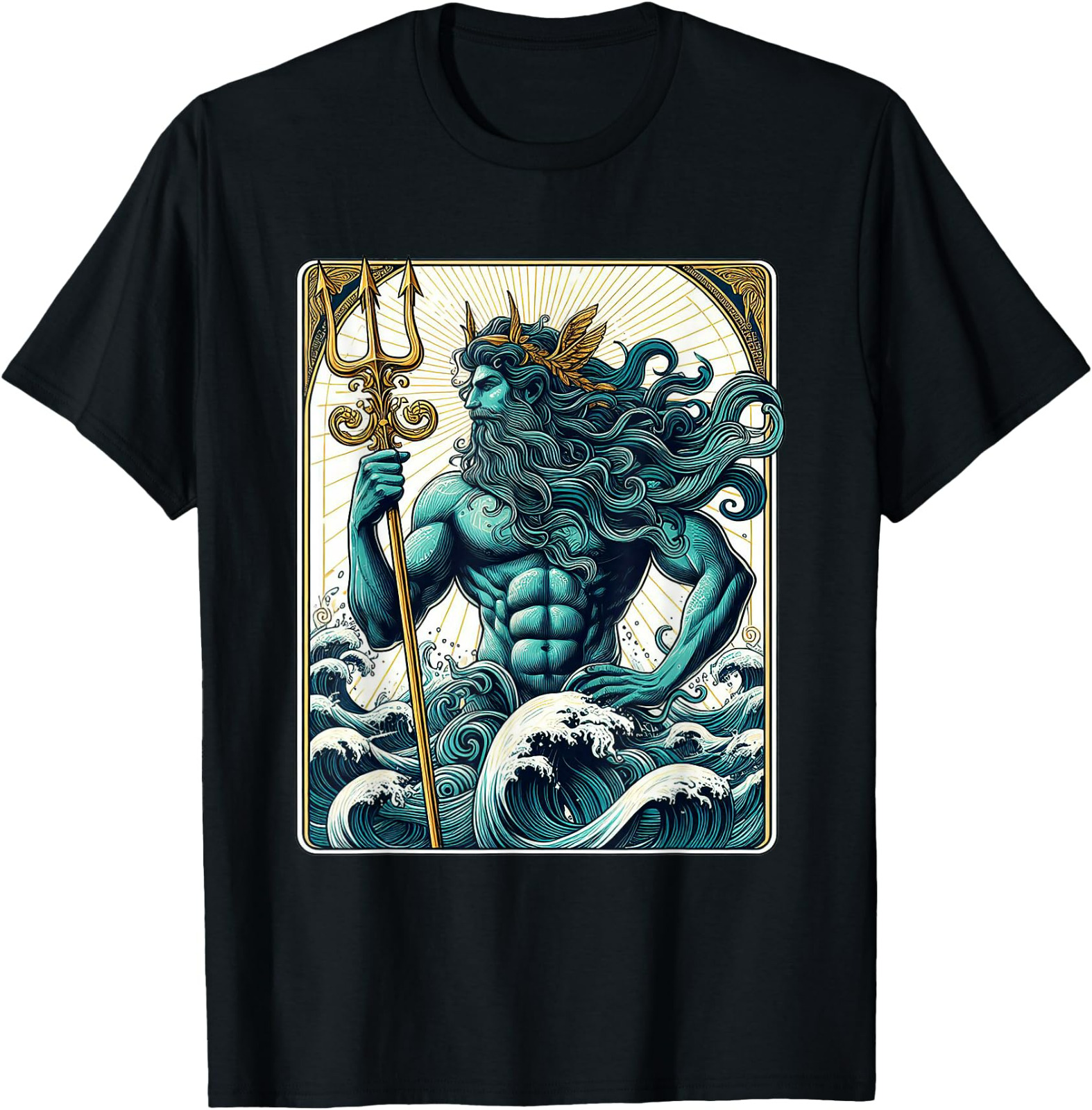 Poseidon Trident Tarot Card Shirt Lord of the Sea Greek God T-Shirt ...