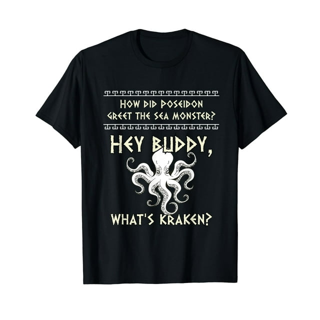 Poseidon and Ancient Greek Mythology Monster History Buff T-Shirt ...