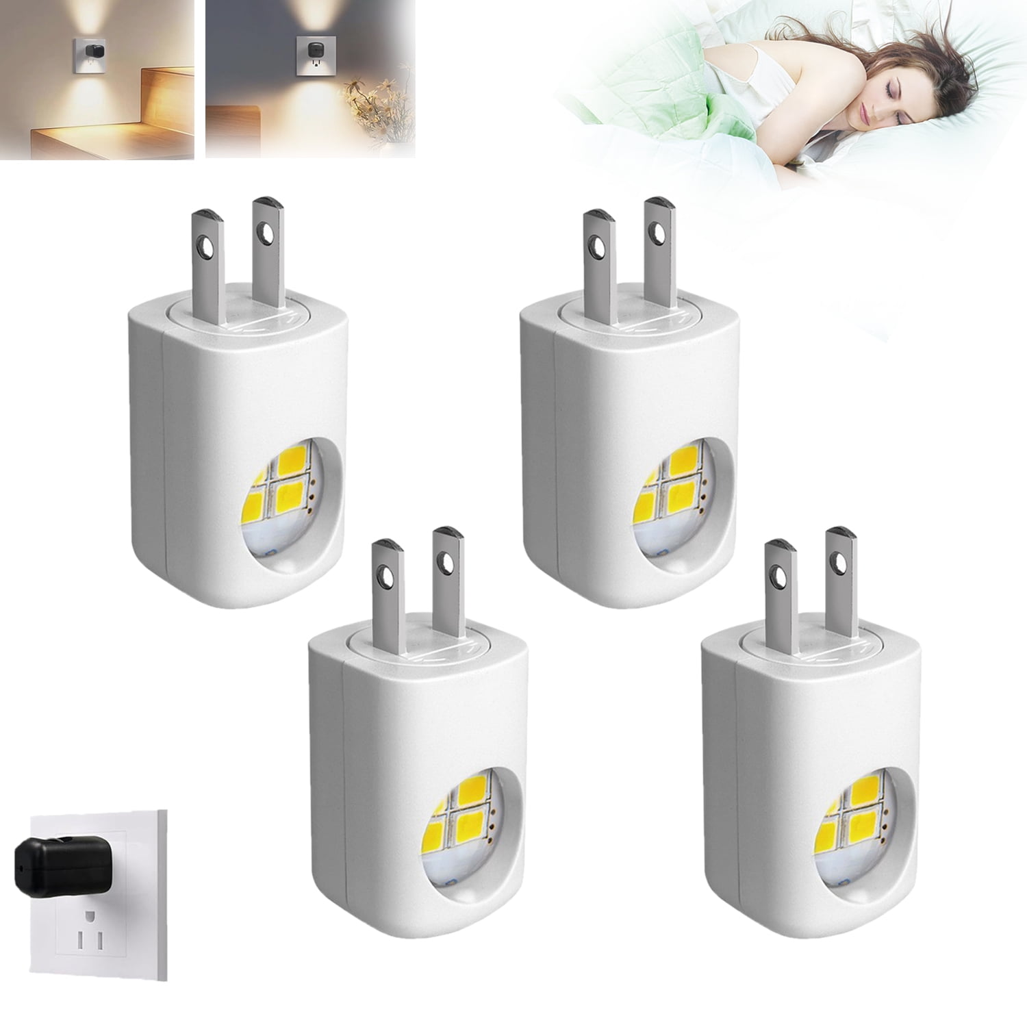 Posequiver LED Wall Socket Night Light, Rotatable Mini Daylight Ambient ...