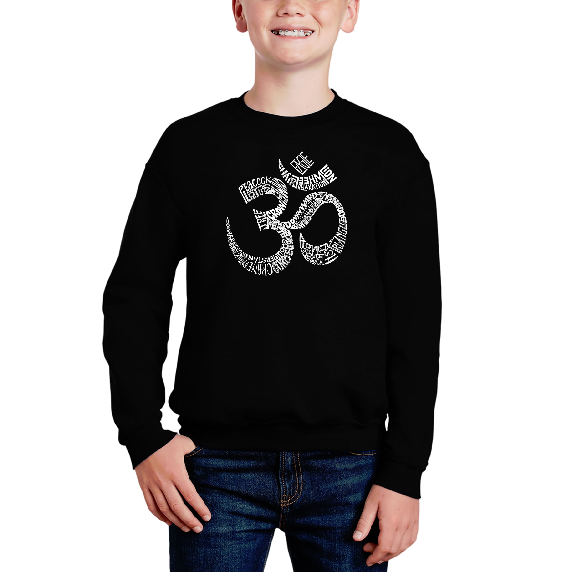 Poses Om - Boy's Word Art Crewneck Sweatshirt - Walmart.com