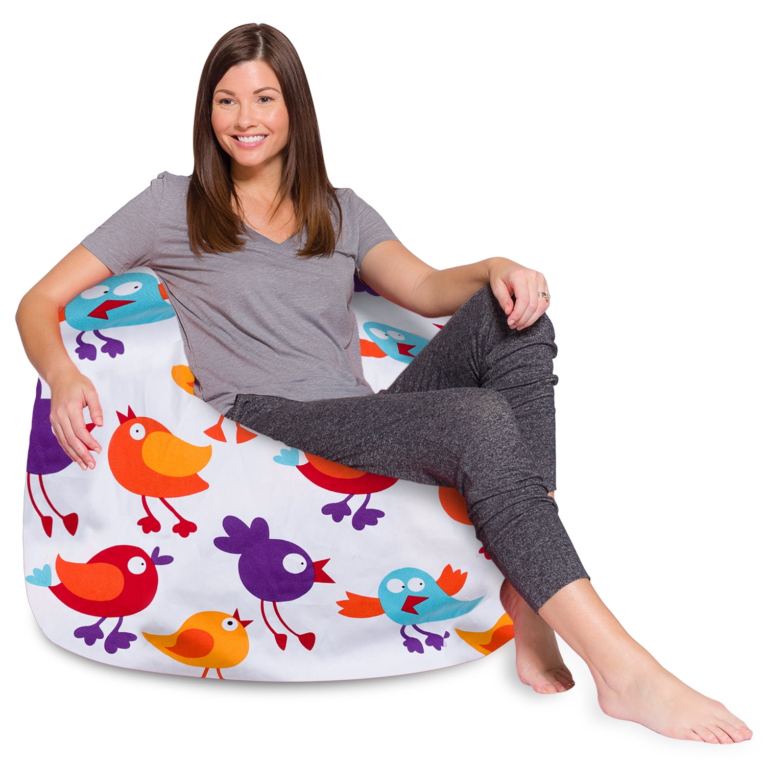Posh Creations Bean Bag Chair, Adults, Kids, 4 ft, Canvas Birds on ...