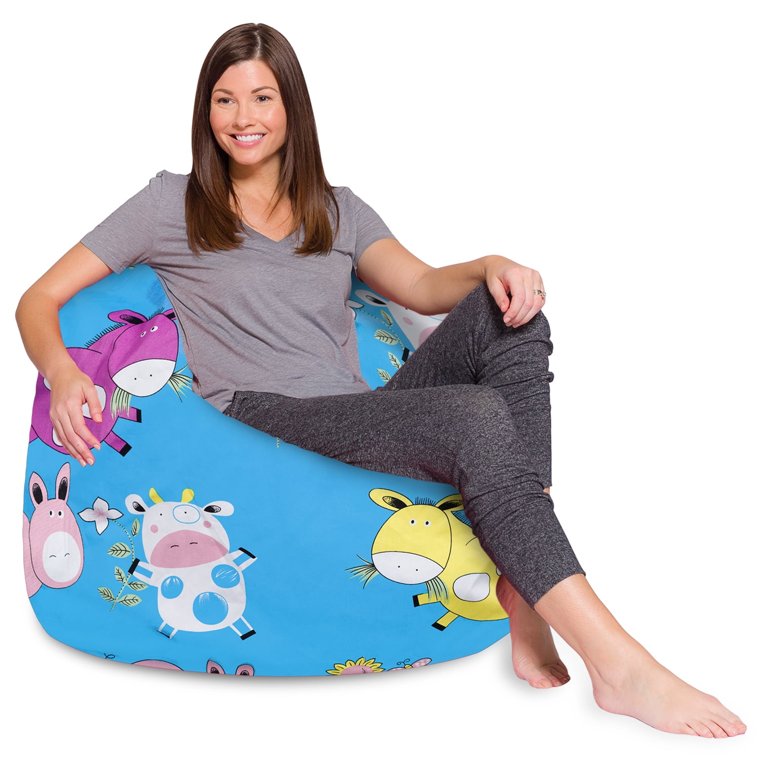 Posh Creations Bean Bag Chair, Adults, Kids, 4 ft, Canvas Farm Animals ...