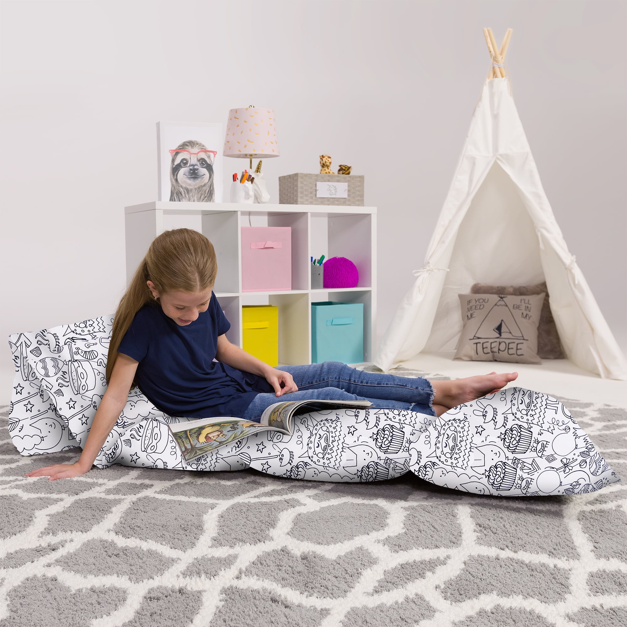 Posh Creations Kids Floor Pillow Cover - Premium Cushion and Lounger ...