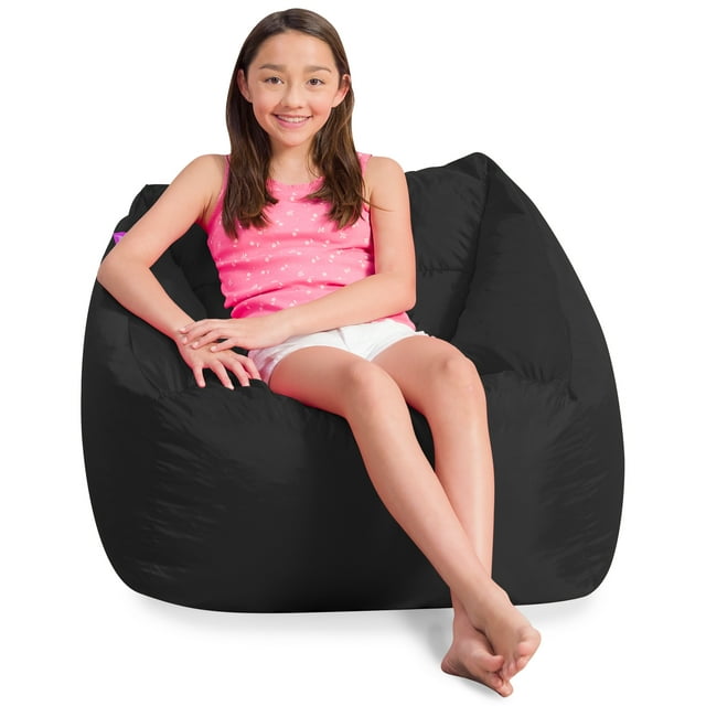 Posh Creations Comfy Bean Bag Chair - Adults, Nylon - 2.3 ft - Black - Walmart.com