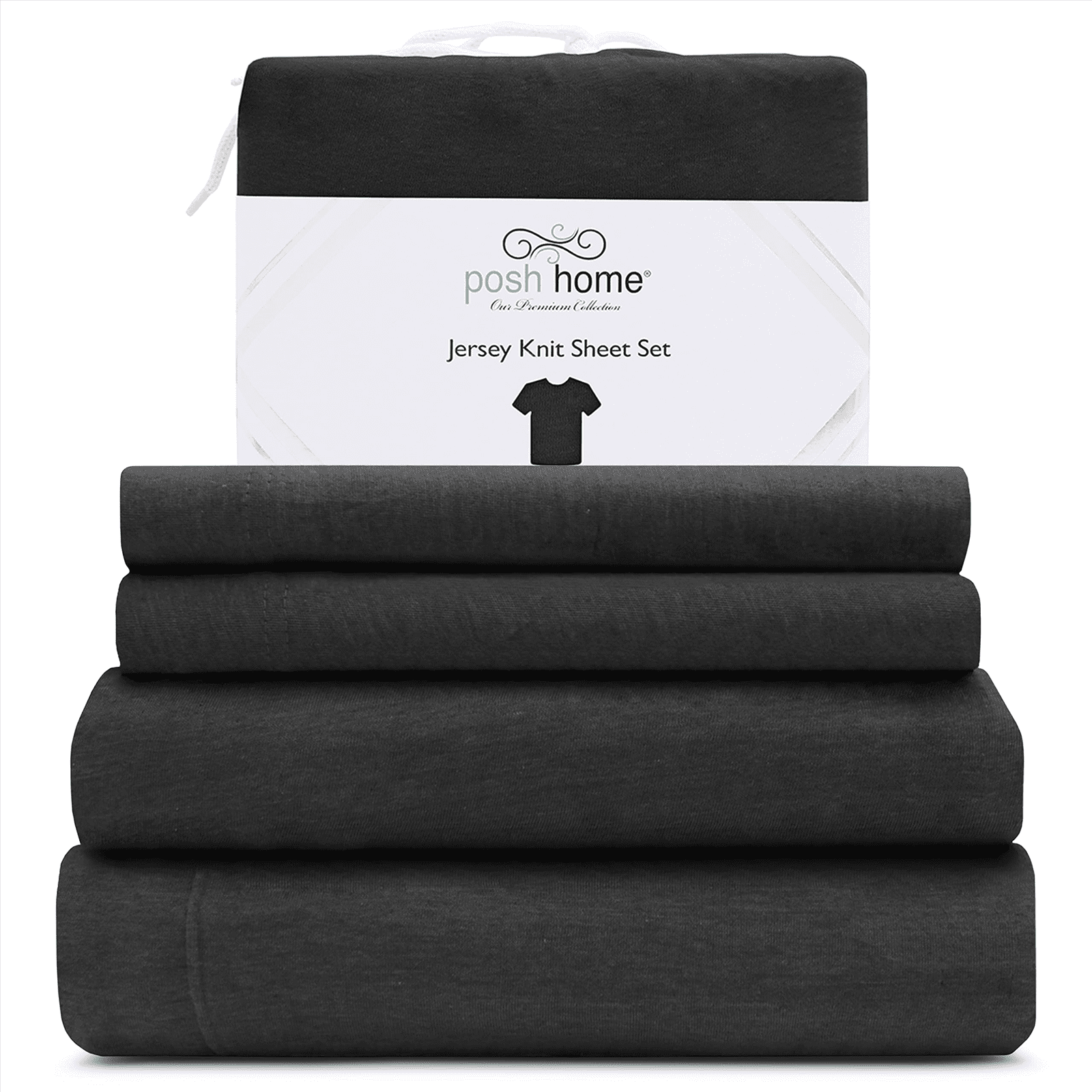 Posh Home Jersey Knit Sheet Set – 3-Piece Jersey Bed Sheets – T-Shirt ...