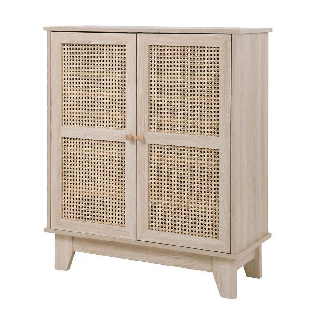 Posh Living Aralyn 2-Door Wood & Rattan Cabinet with Shelves in Beige ...