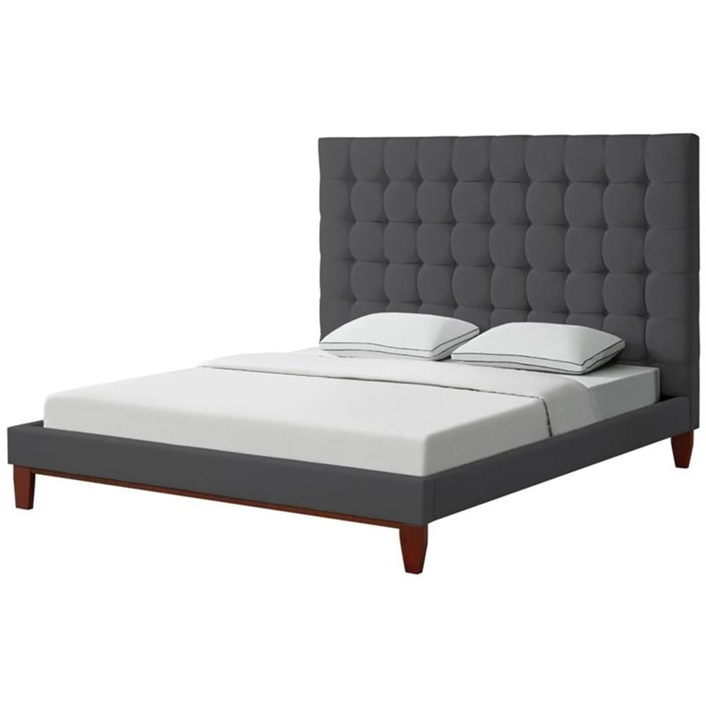 Posh Living Blake Linen Button Tufted Platform Bed King Size - Grey ...