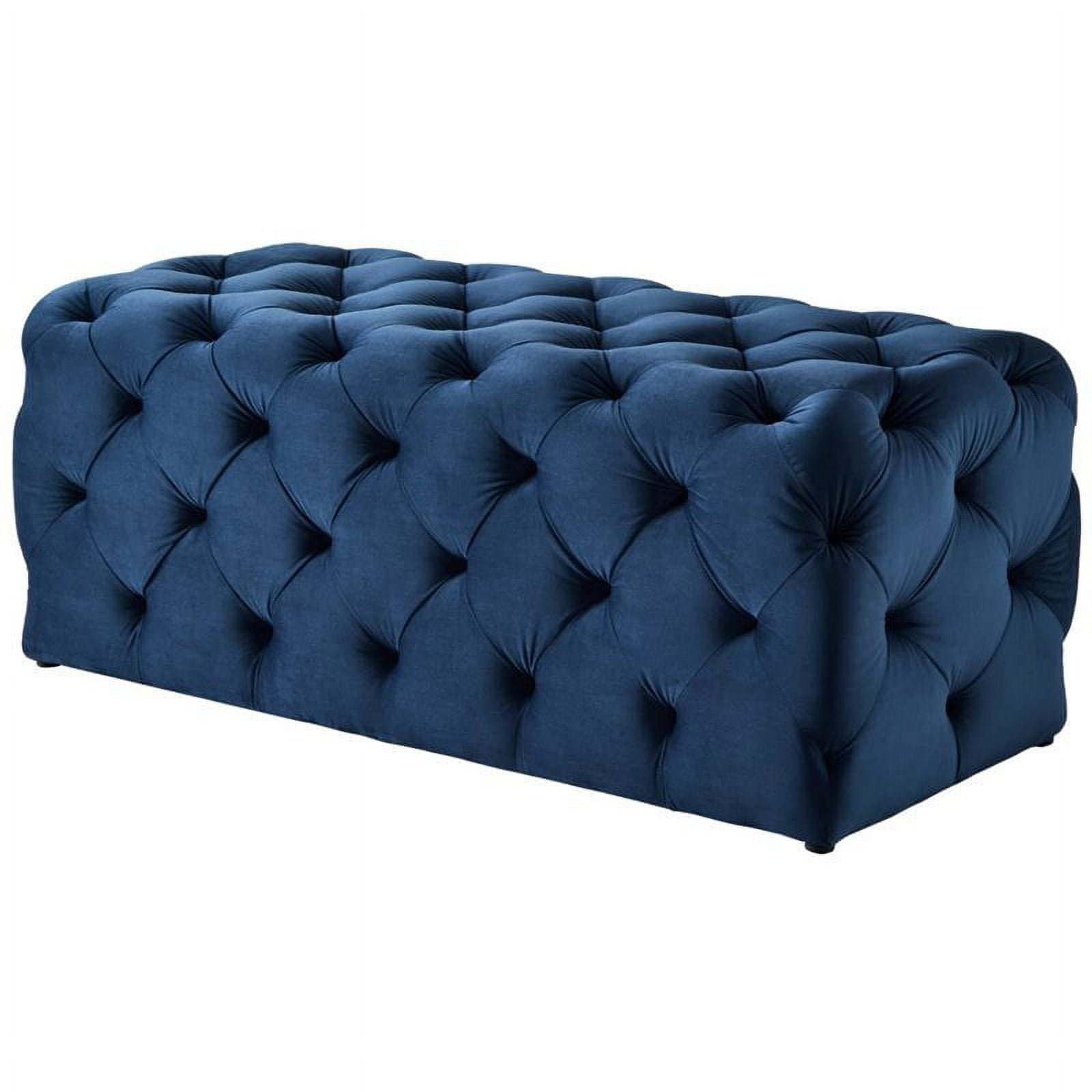 Posh Living Brice Modern Button-Tufted Velvet Bench in Navy Blue ...