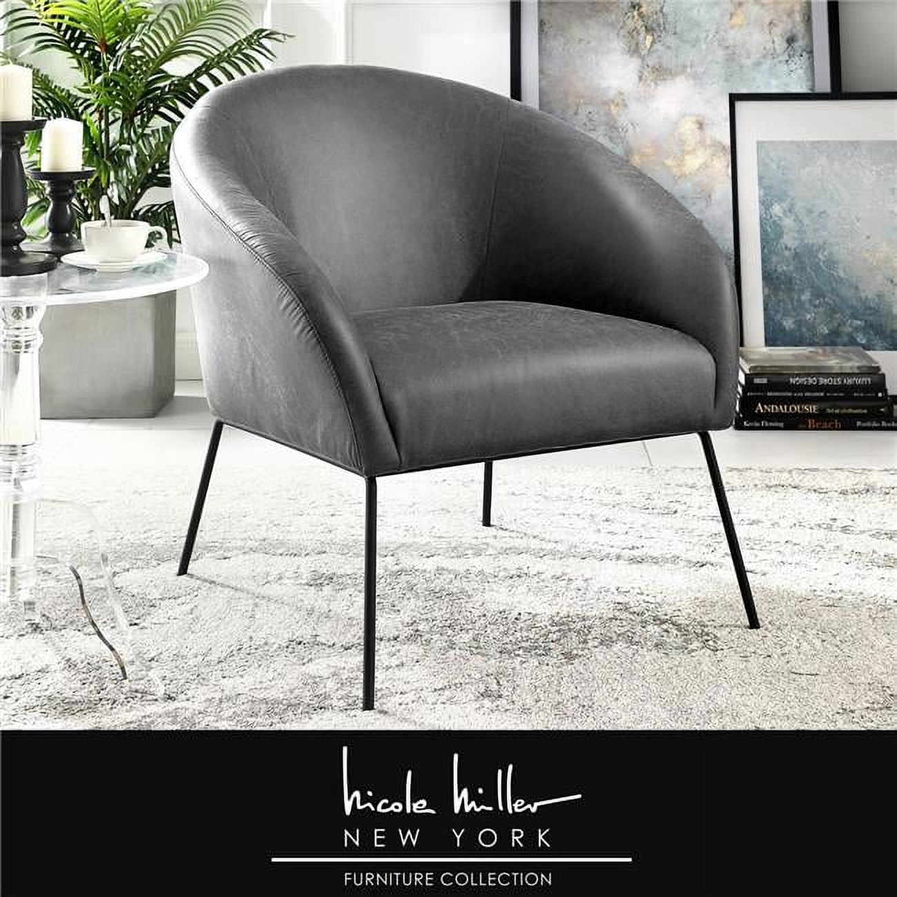 Posh Living Brixton Leather PU Accent Chair, Light Grey & Black - 30 x ...